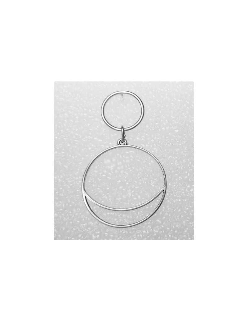 Anneau rond de 37mm avec 1 accroche en métal placage argent
